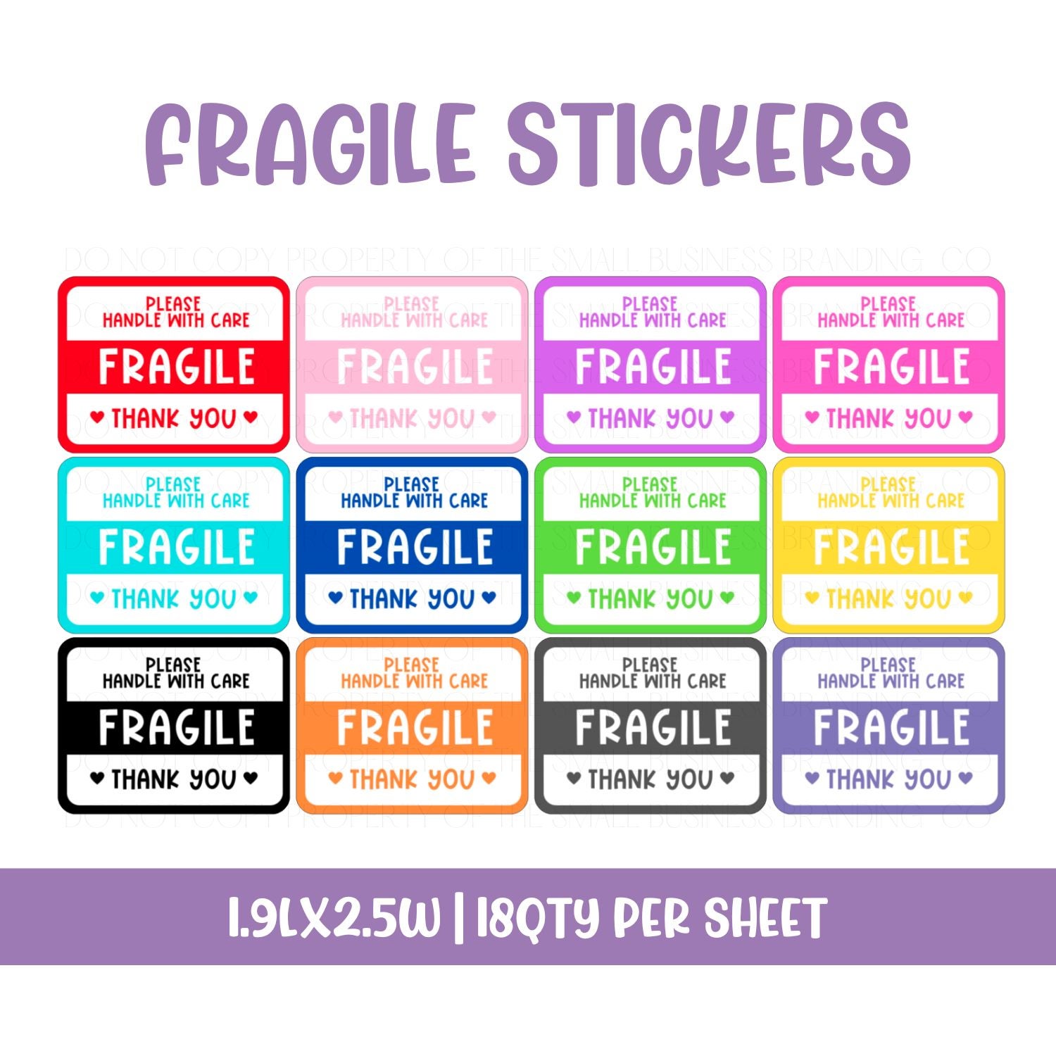Groovy Checkered - Fragile Sticker Sheet | The Small Business Branding Co