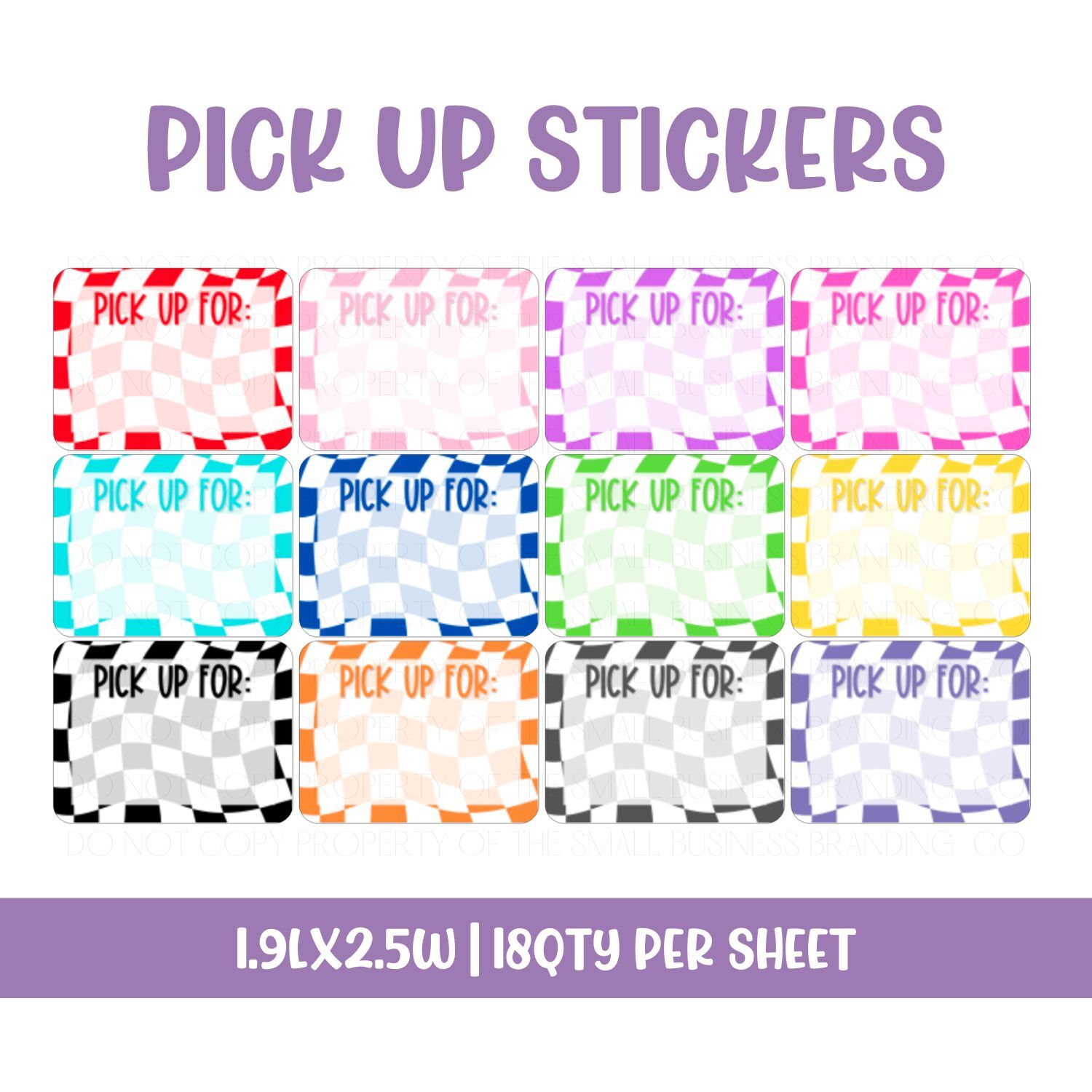 Groovy Checkered - Pick Up Sticker Sheet | The Small Business Branding Co